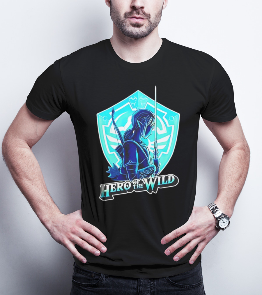 Hero Of The Wild Legend Of Zelda Link Blue Sword And Shield T-Shirt