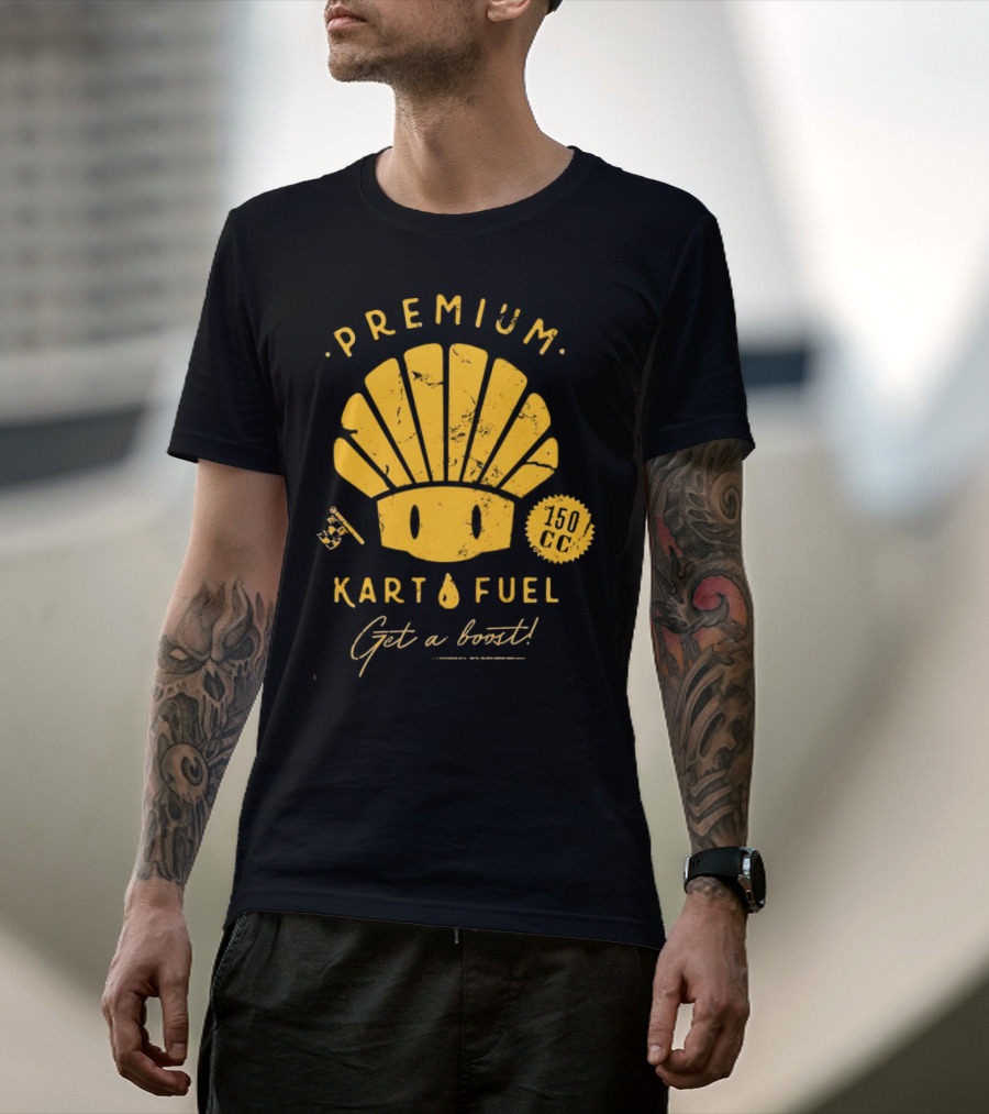 Mario Kart Premium Yellow Shell Kart Fuel 150cc Get A Boost T-Shirt