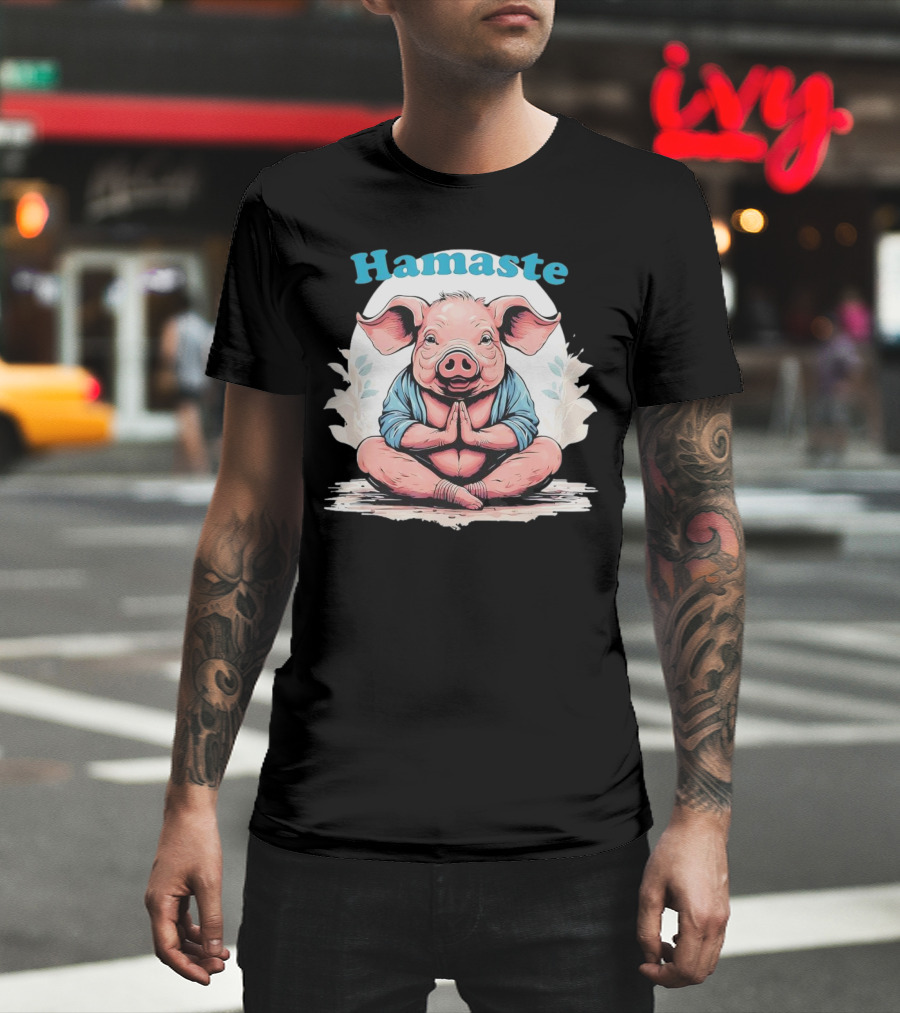 Hamaste Schwein Yoga Namaste Nationaler Humor T-Shirt