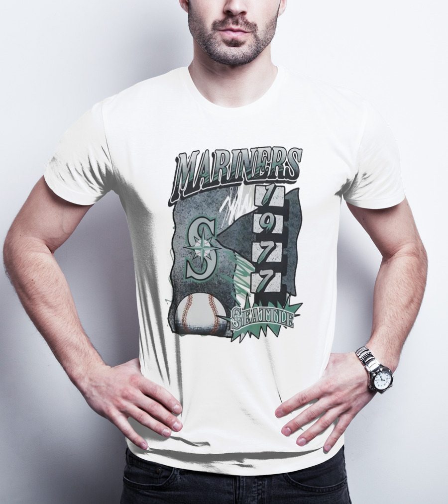 Seattle Mariners 1977 Vintage Overspray Baseball Logo Seattle T-Shirt