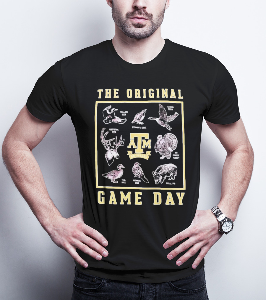 The Original Game Day Texas A&M Outdoors Whitetail Deer Mallard Duck Rio Grande Turkey T-Shirt