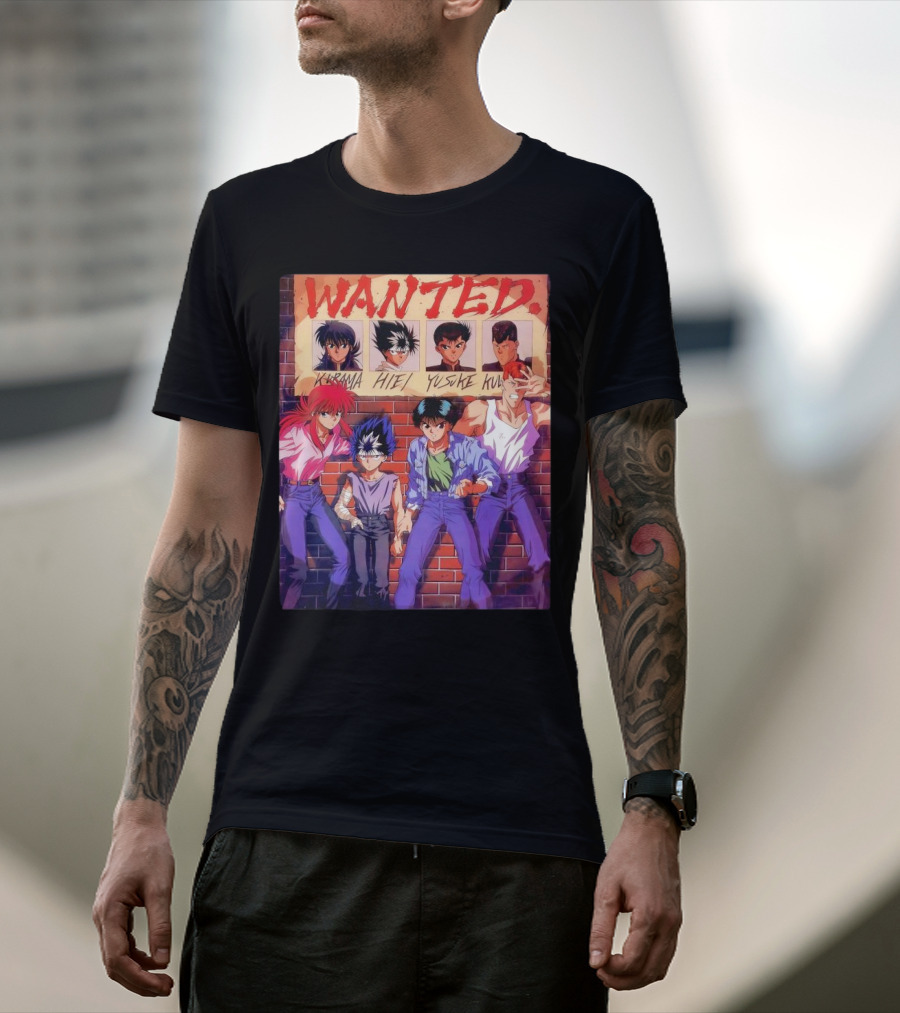 Yu Yu Hakusho 1992 Wanted Kurama Hiei Yusuke Kuwabara T-Shirt