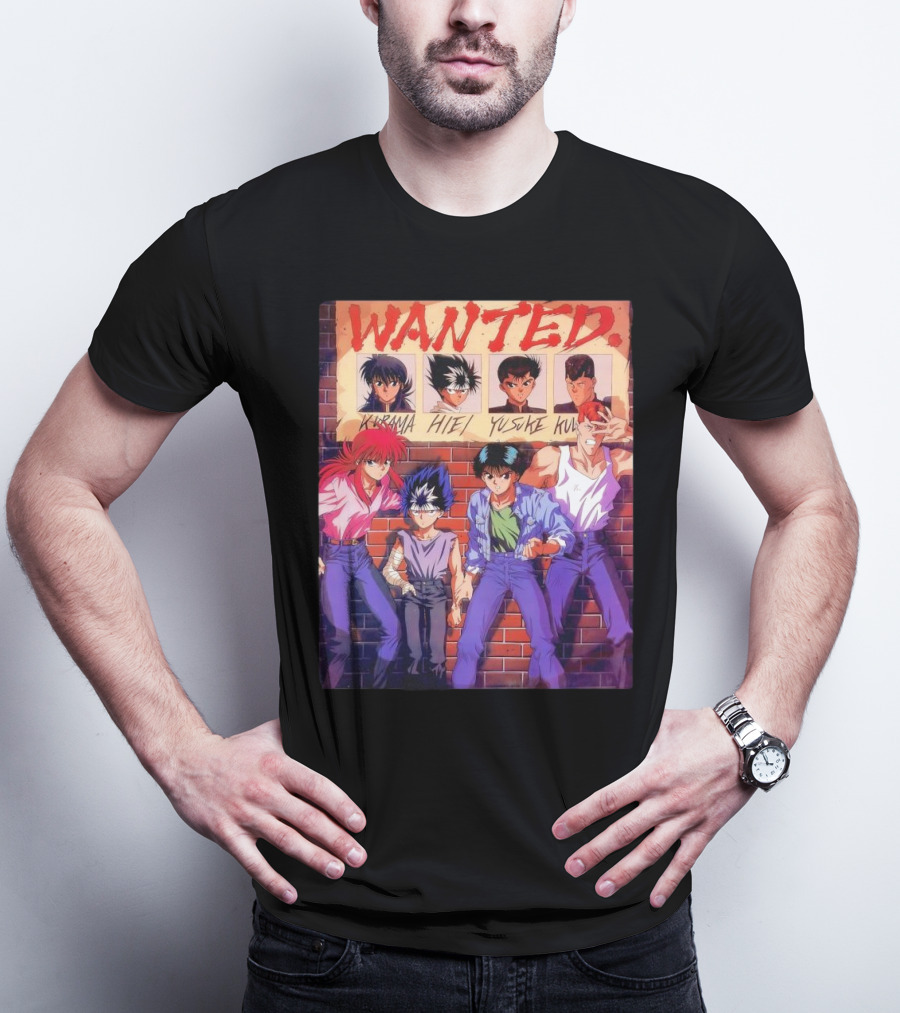 Yu Yu Hakusho 1992 Wanted Kurama Hiei Yusuke Kuwabara T-Shirt