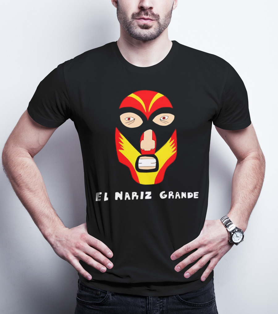 Ariel Helwani El Nariz Grande Mask Red Yellow Black T-Shirt