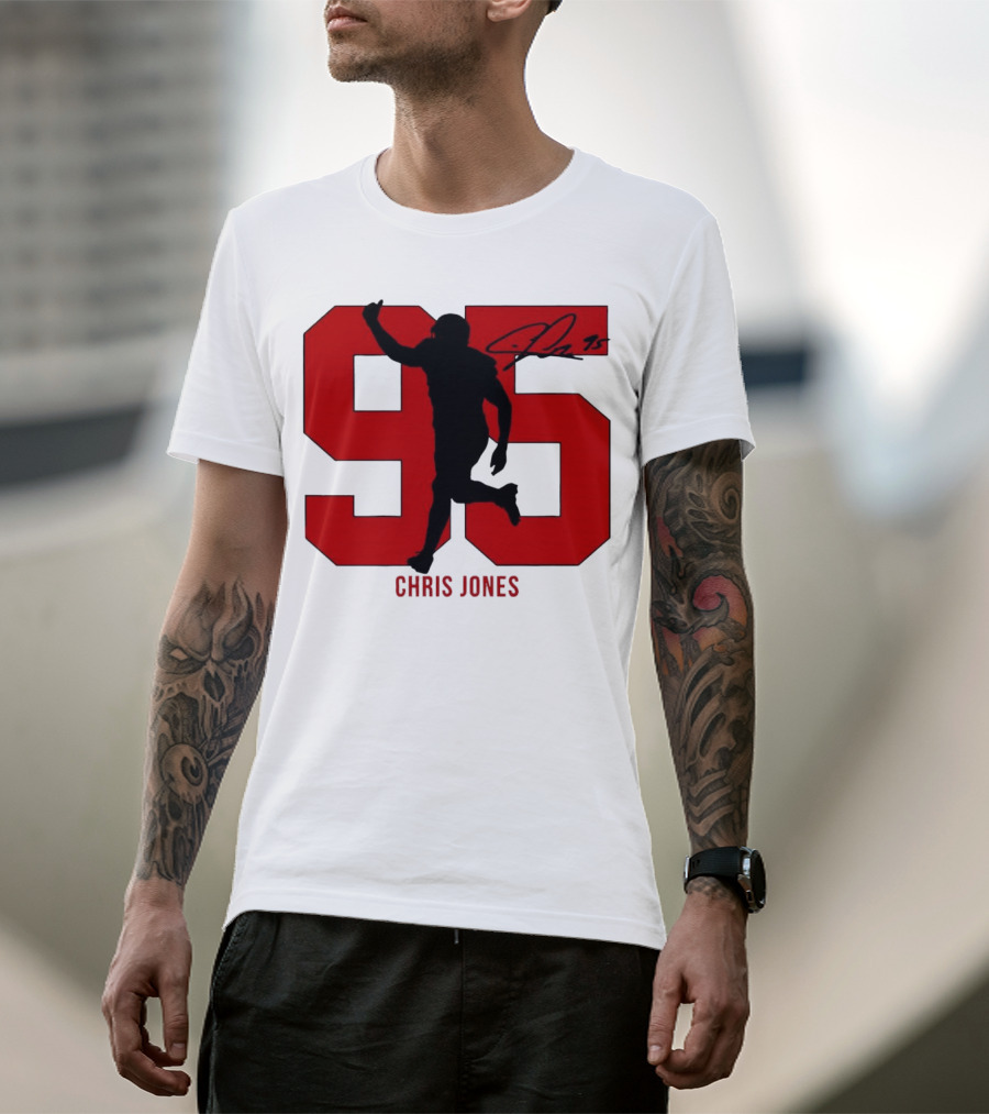 Chris Jones 95 Kansas City Chiefs Silo Signature Action Number T-Shirt