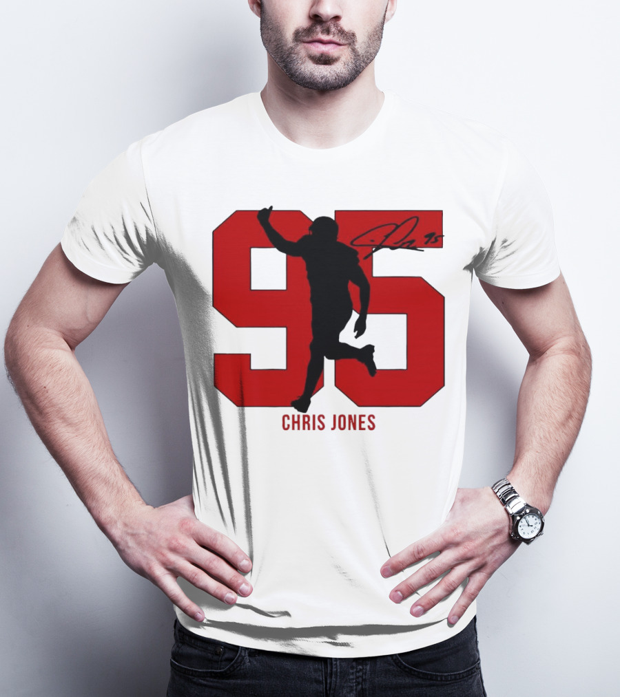 Chris Jones 95 Kansas City Chiefs Silo Signature Action Number T-Shirt