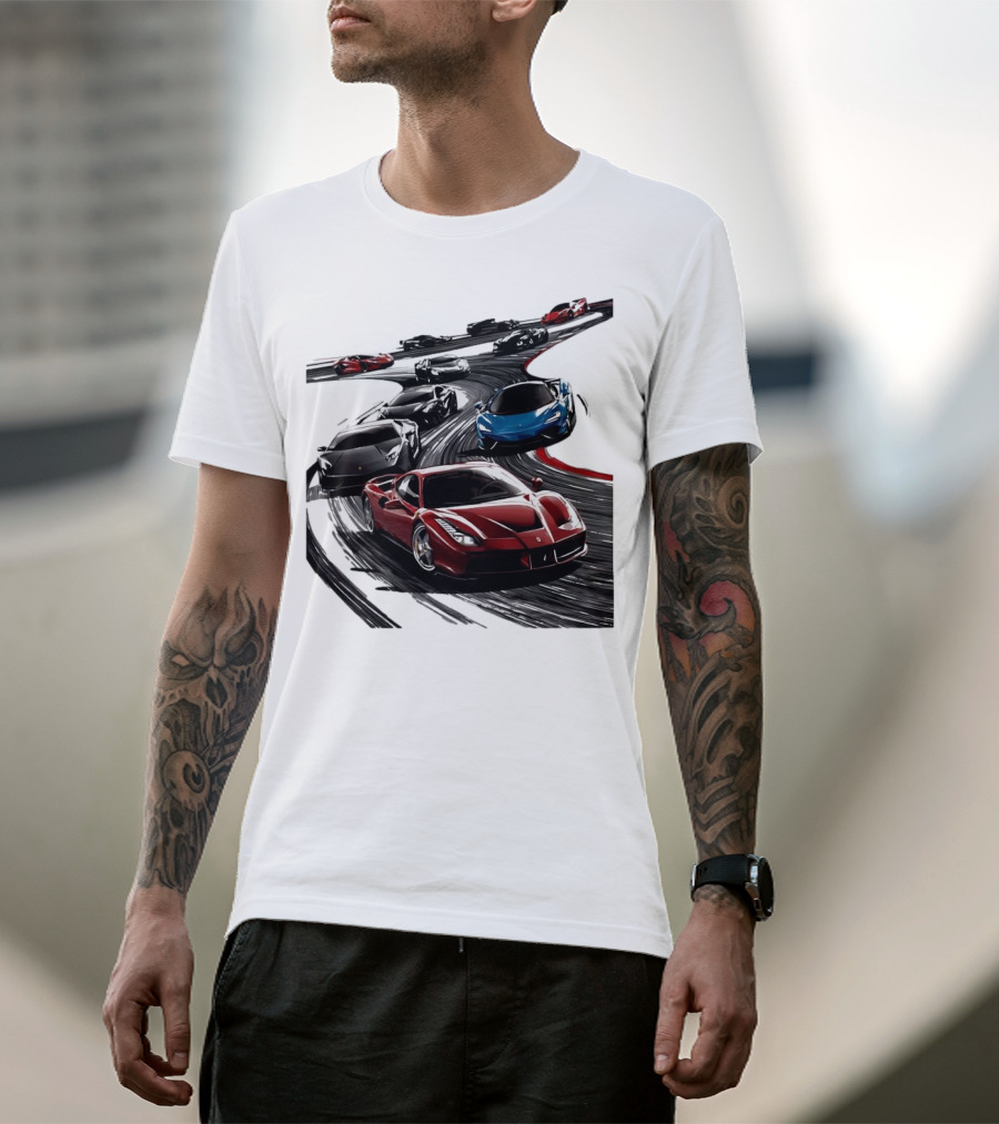 Furious Speed Race Cars Ferrari Lamborghini McLaren Track Racing T-Shirt
