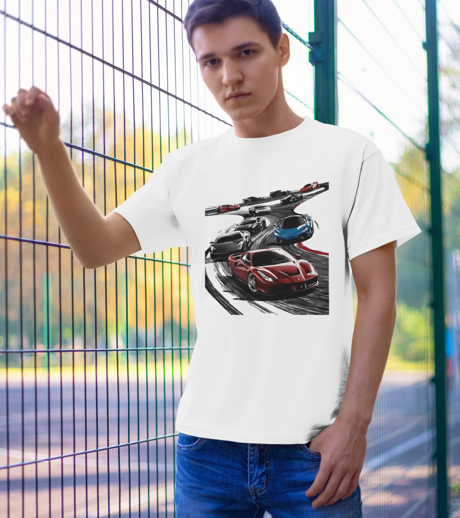 Furious Speed Race Cars Ferrari Lamborghini McLaren Track Racing T-Shirt