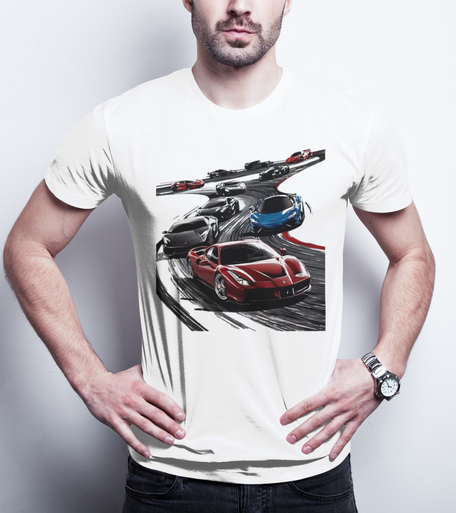 Furious Speed Race Cars Ferrari Lamborghini McLaren Track Racing T-Shirt