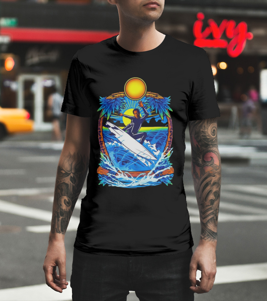 Chill With Water Surfing Under The Sun And Palm Trees T-Shirt