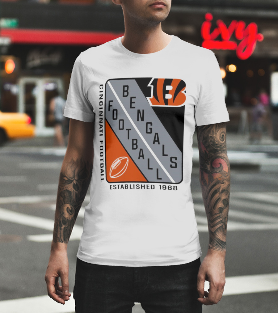Cincinnati Bengals Football Shield Established 1968 Football Bengals Cincinnati Football T-Shirt
