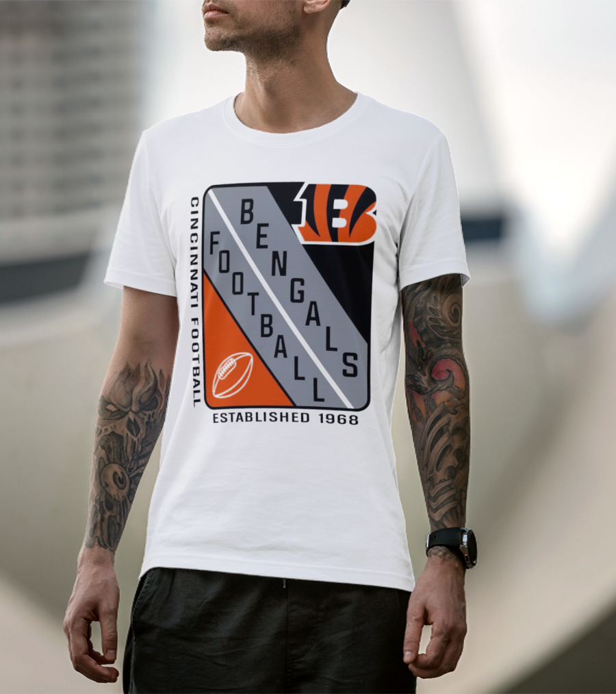 Cincinnati Bengals Football Shield Established 1968 Football Bengals Cincinnati Football T-Shirt