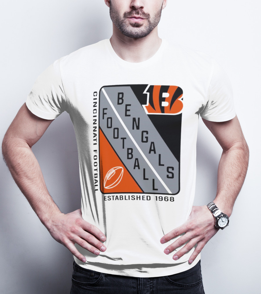 Cincinnati Bengals Football Shield Established 1968 Football Bengals Cincinnati Football T-Shirt