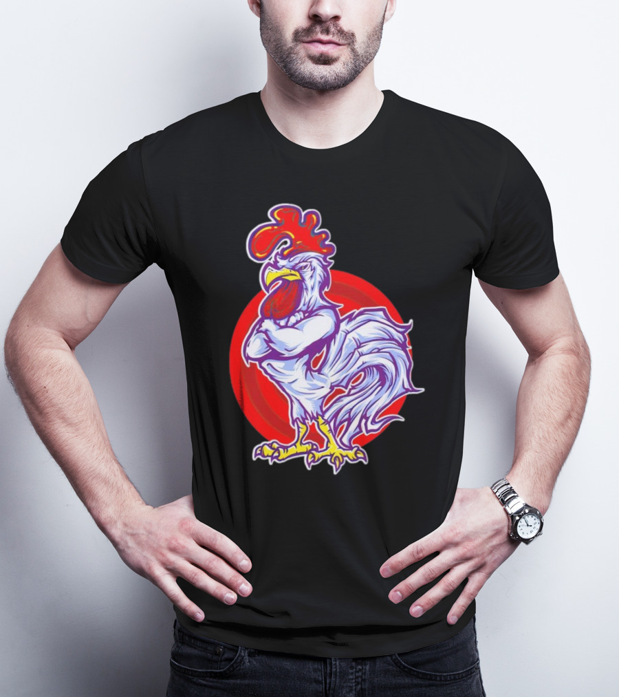 Cookei Chicken Muscle Rooster T-Shirt