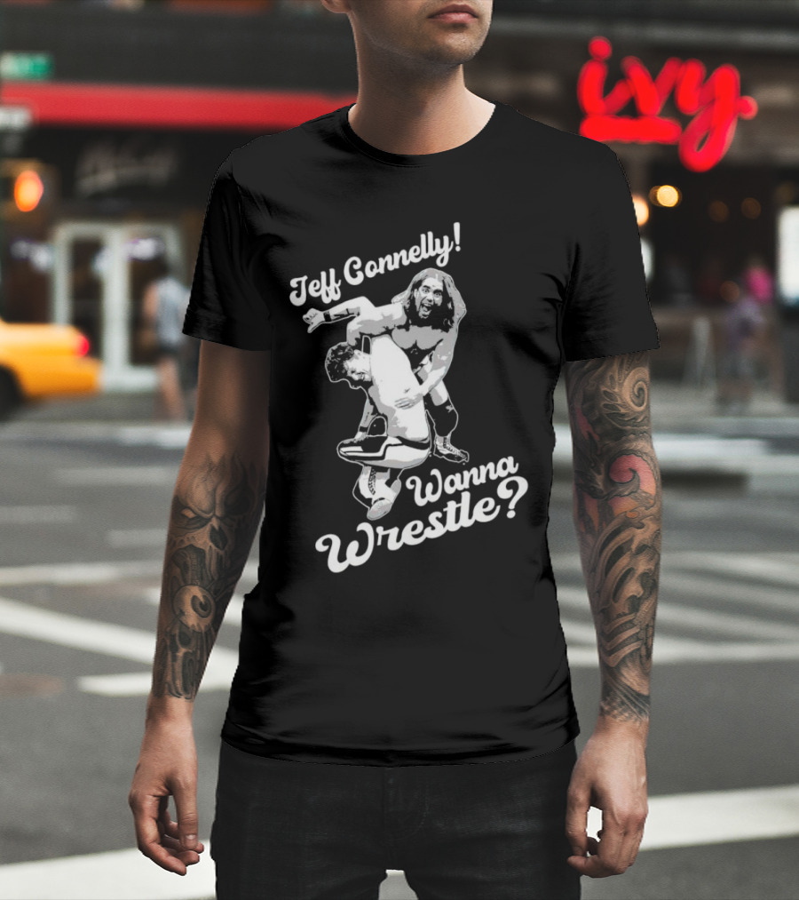 Jeff Connelly Ready To Rumble Wanna Wrestle Bold Wrestling Challenge T-Shirt