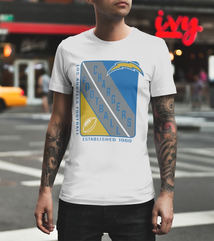 Los Angeles Chargers Football Shield Established 1960 T-Shirt