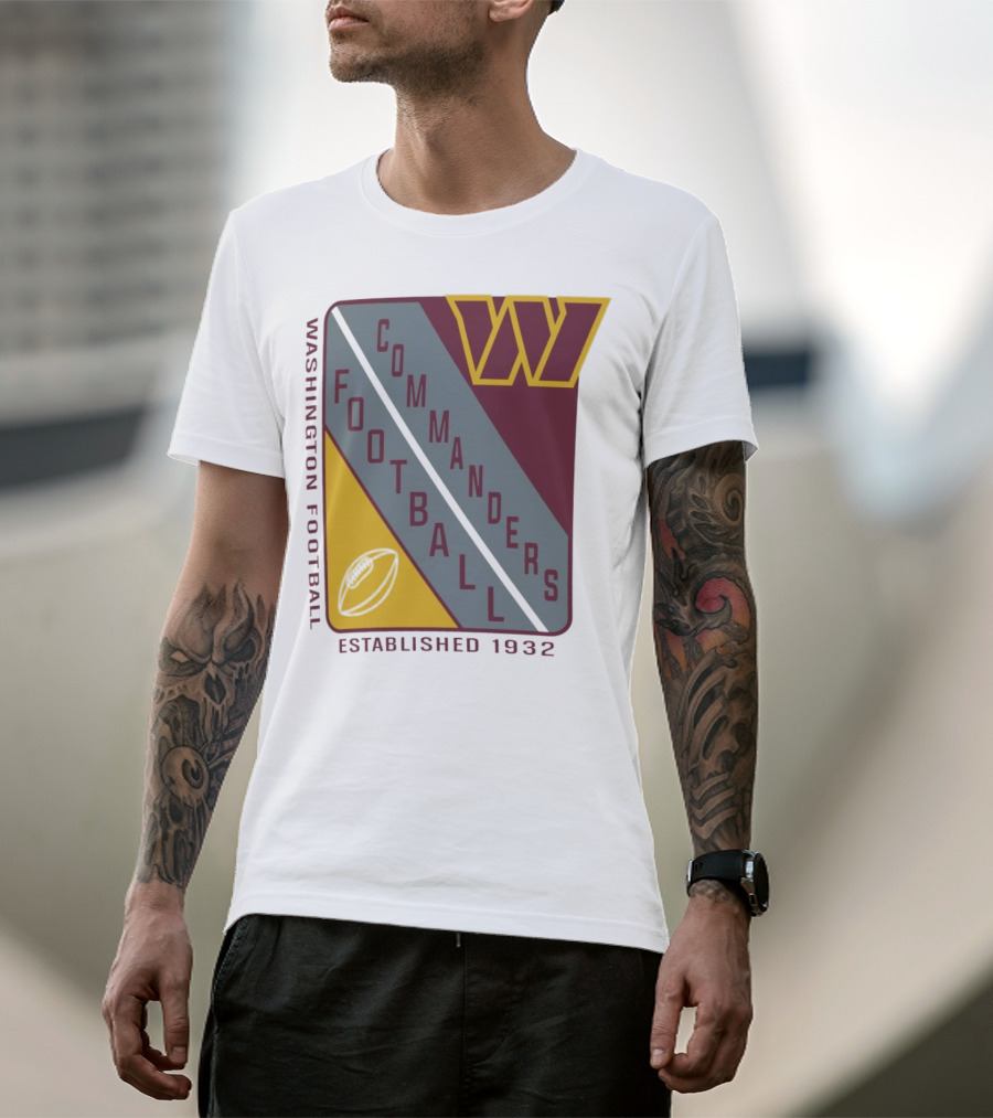 Washington Football Commanders Shield Football Established 1932 T-Shirt