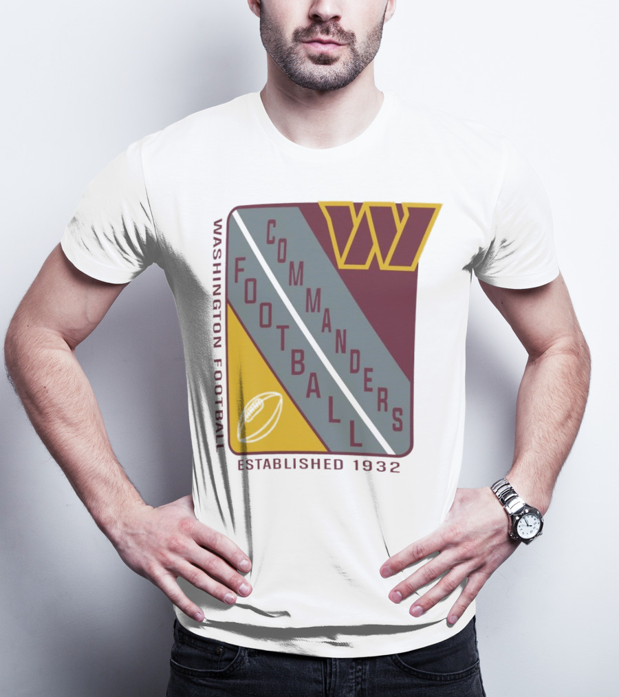 Washington Football Commanders Shield Football Established 1932 T-Shirt