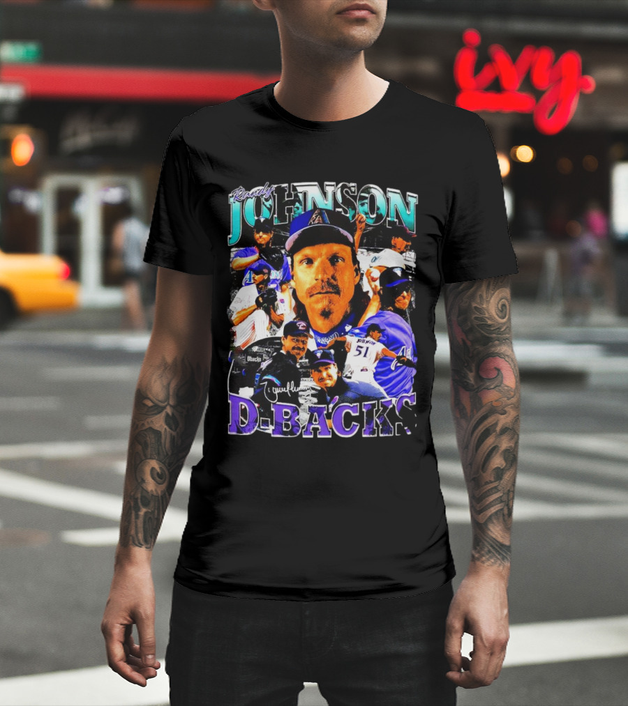 Randy Johnson Arizona Diamondbacks D-Backs Retro Signature T-Shirt