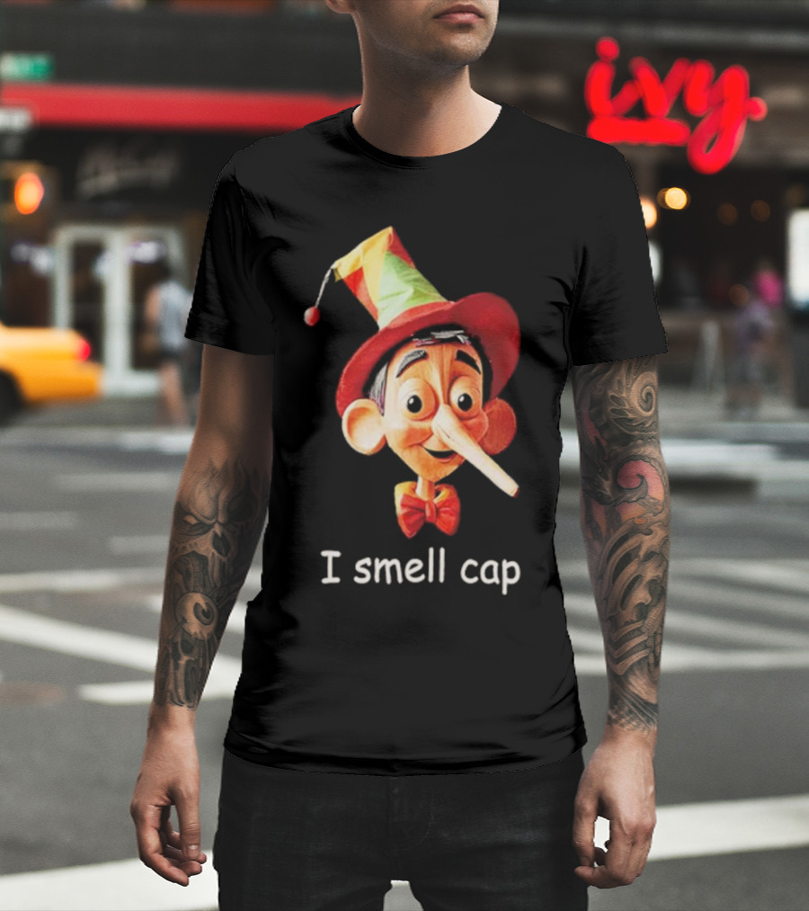 I Smell Cap Puppet Pinocchio With Colorful Hat And Bow Tie T-Shirt