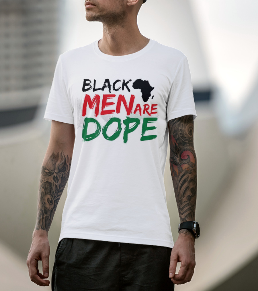 Black Men Are Dope Africa Silhouette Red Green T-Shirt