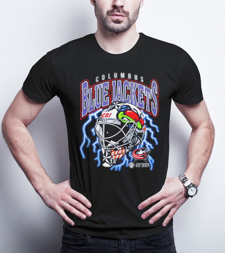 Columbus Blue Jackets CBJ Lightning Goalie Mask T-Shirt