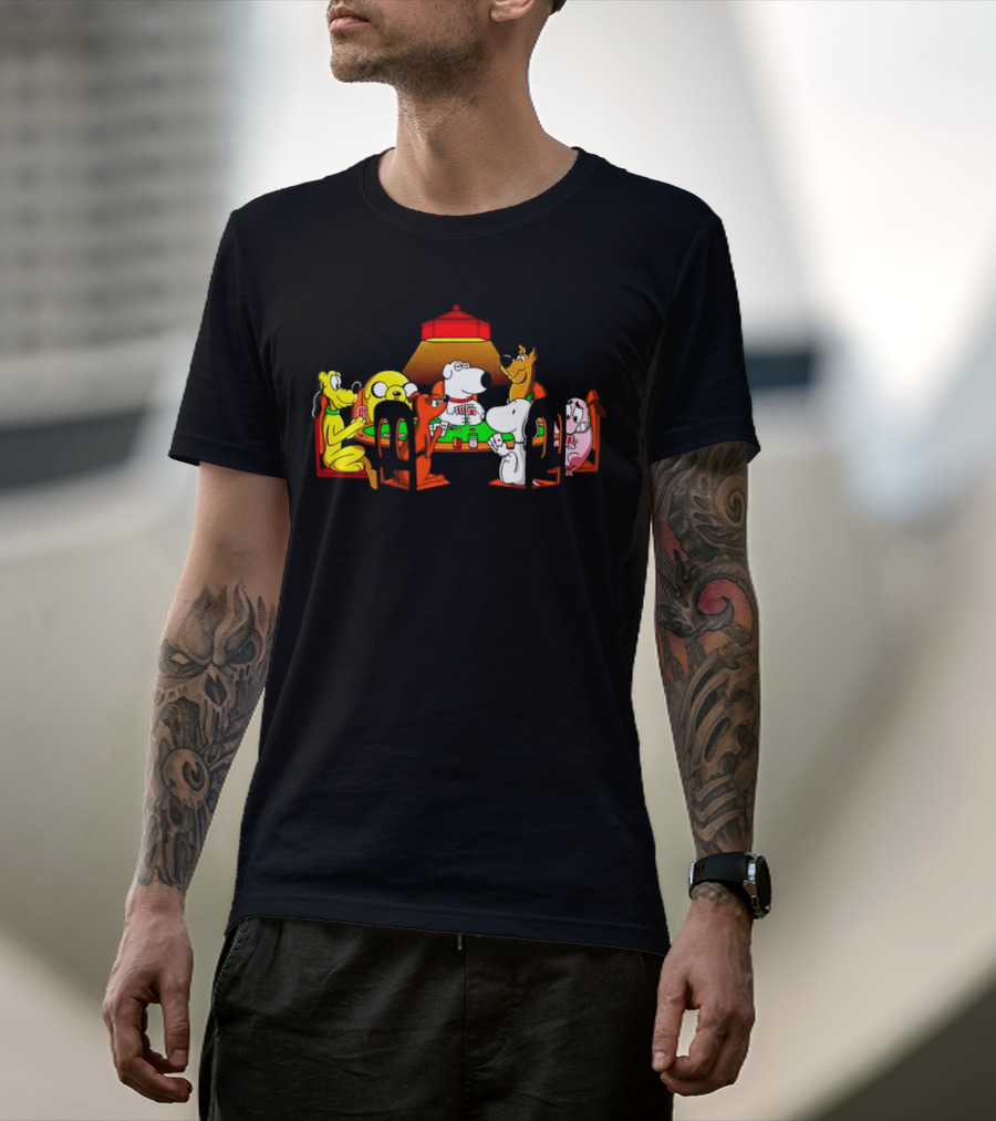 Snoopy And Dog Friends Poker Night Iconic Cartoon Characters T-Shirt