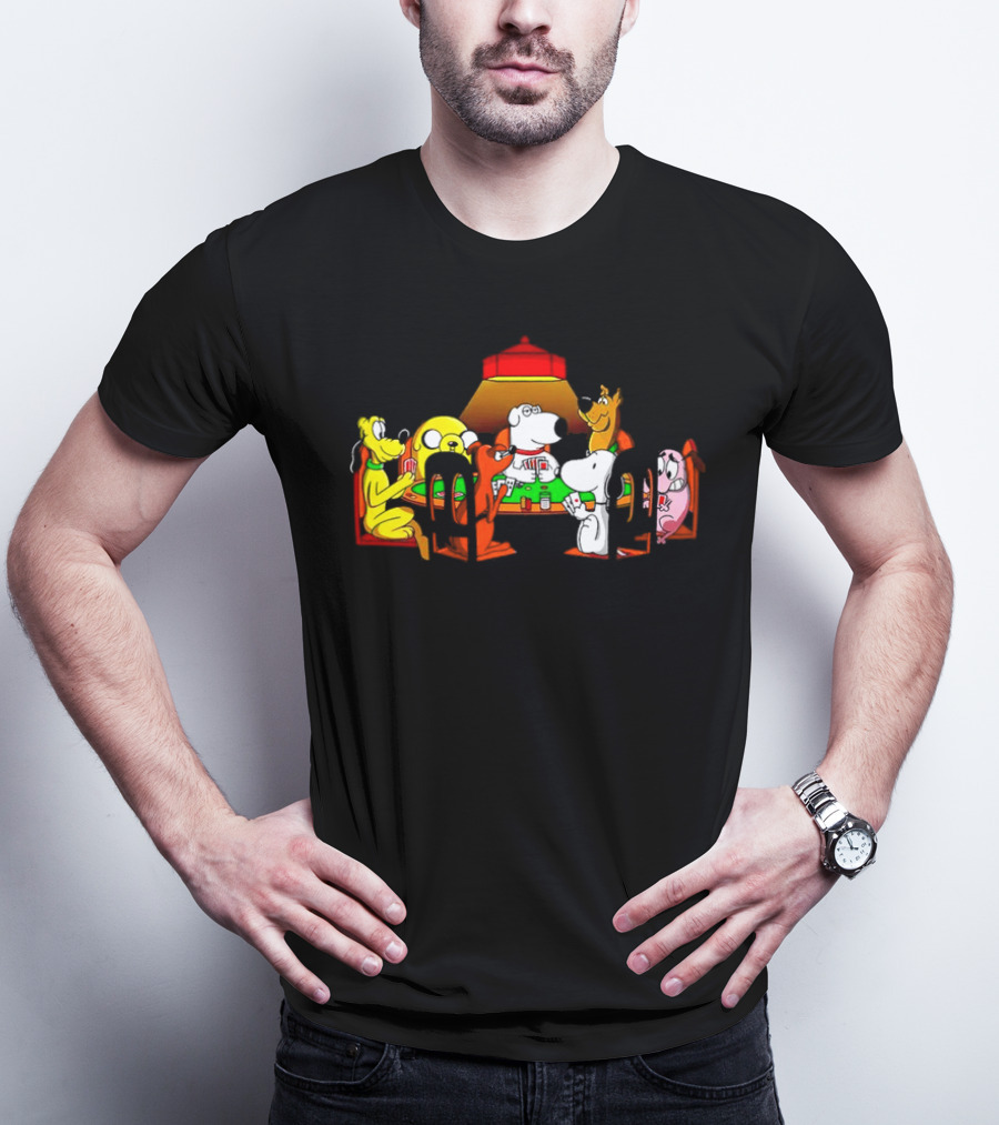 Snoopy And Dog Friends Poker Night Iconic Cartoon Characters T-Shirt