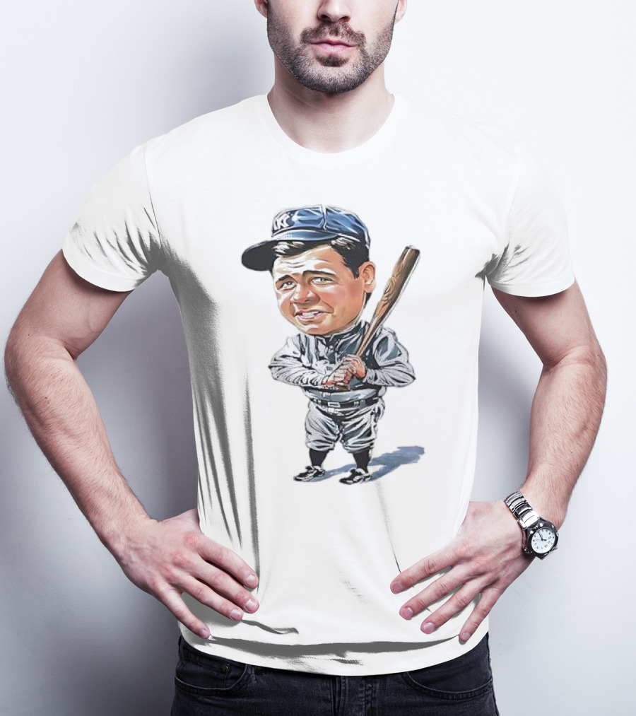 Babe Ruth NY Baseball Retro Caricature T-Shirt