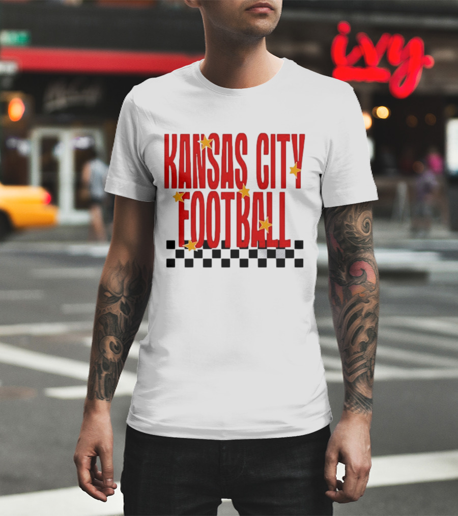 KANSAS CITY FOOTBALL Red Stars Checkerboard Deep Heather T-Shirt