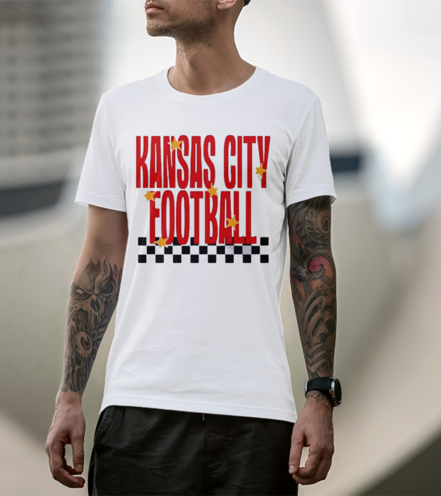 KANSAS CITY FOOTBALL Red Stars Checkerboard Deep Heather T-Shirt