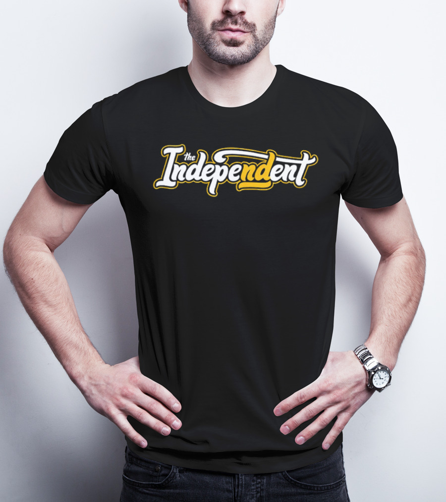 The Independent Podcast Bold Yellow And White Script T-Shirt