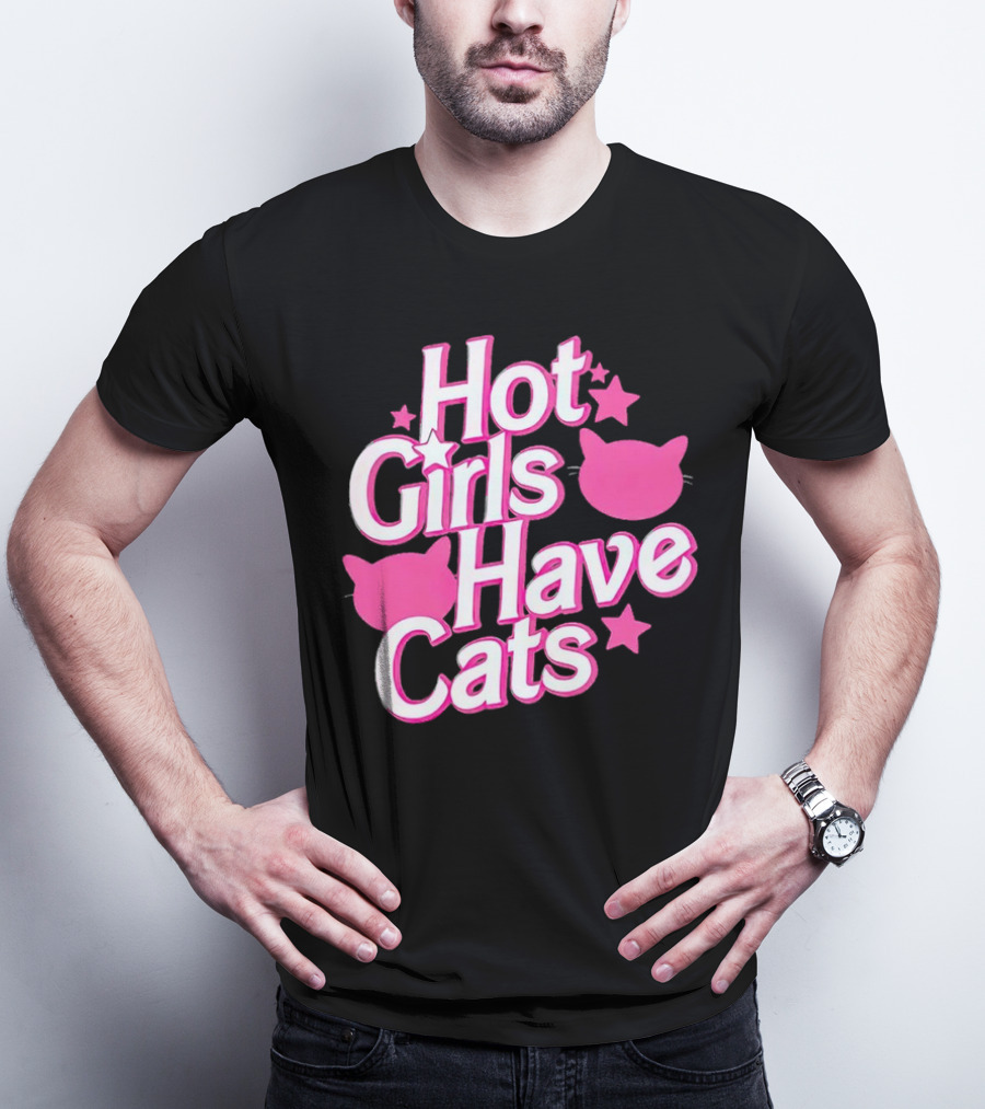 Hot Girls Have Cats Barbie Cats And Stars T-Shirt