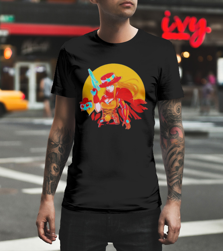 Samus Aran Metroid Marshal With Gun And Hat In Western T-Shirt