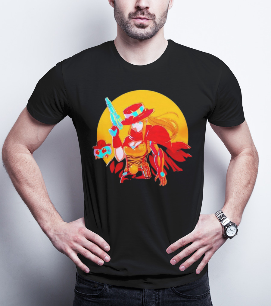 Samus Aran Metroid Marshal With Gun And Hat In Western T-Shirt