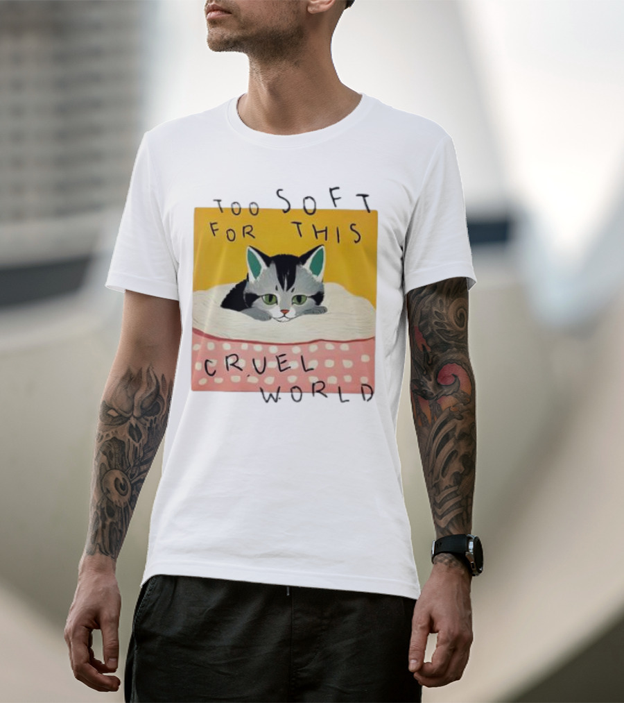 Too Soft For This Cruel World Cat In Cozy Blanket T-Shirt