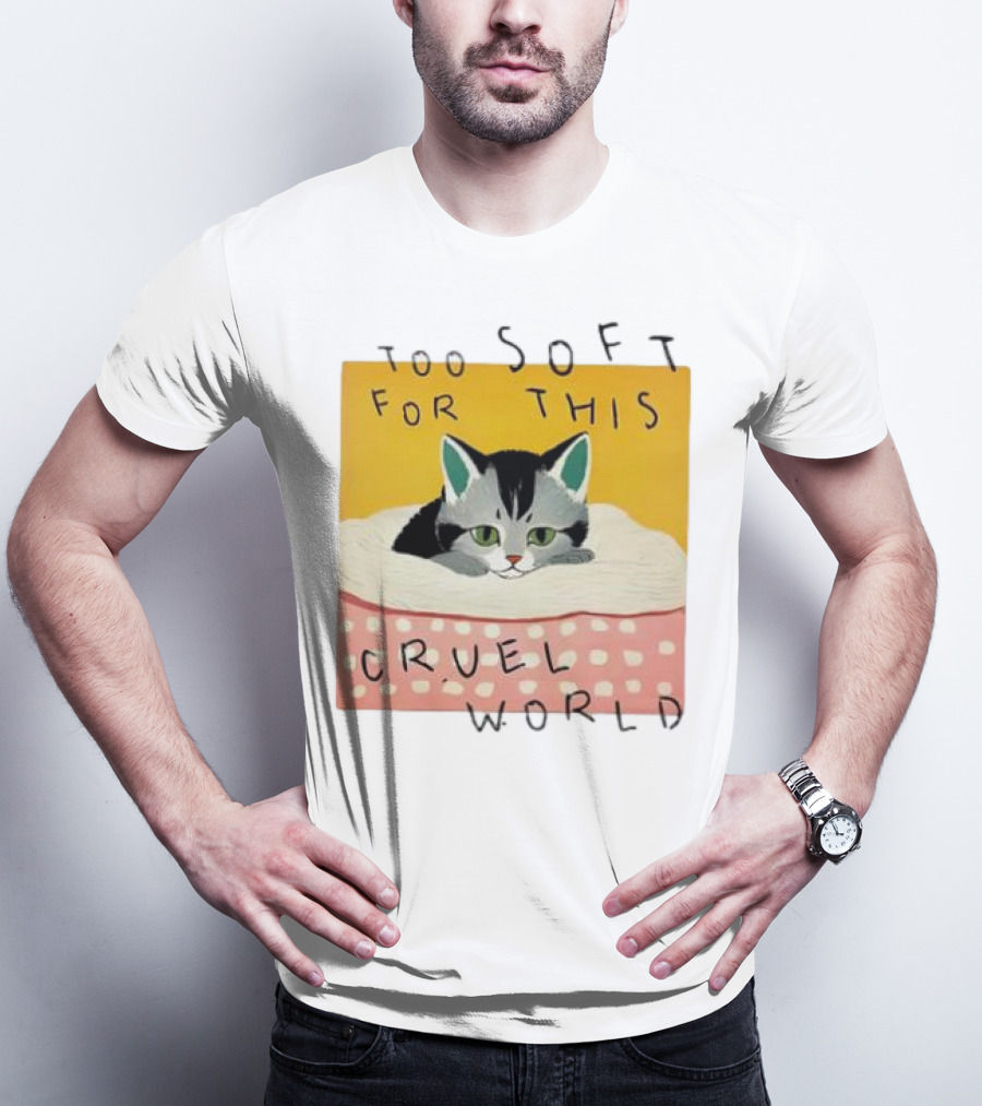 Too Soft For This Cruel World Cat In Cozy Blanket T-Shirt