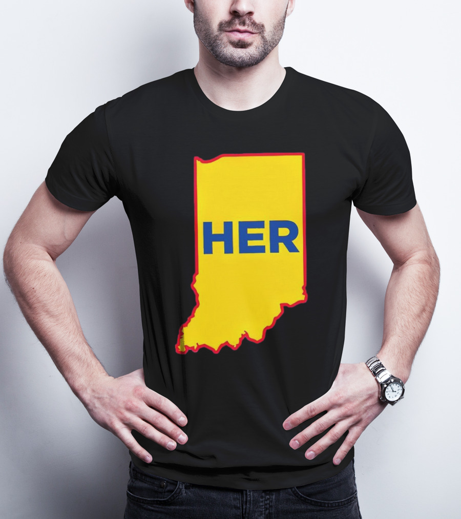 Caitlin Clark Indiana Fever Her State Yellow Map With Blue HER T-Shirt