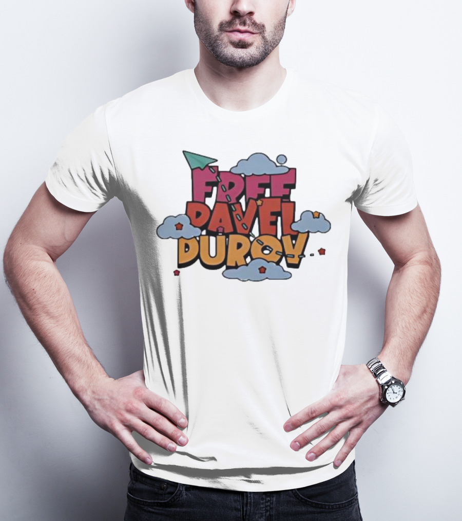Free Pavel Durov Telegram Graffiti Clouds Paper Airplane T-Shirt