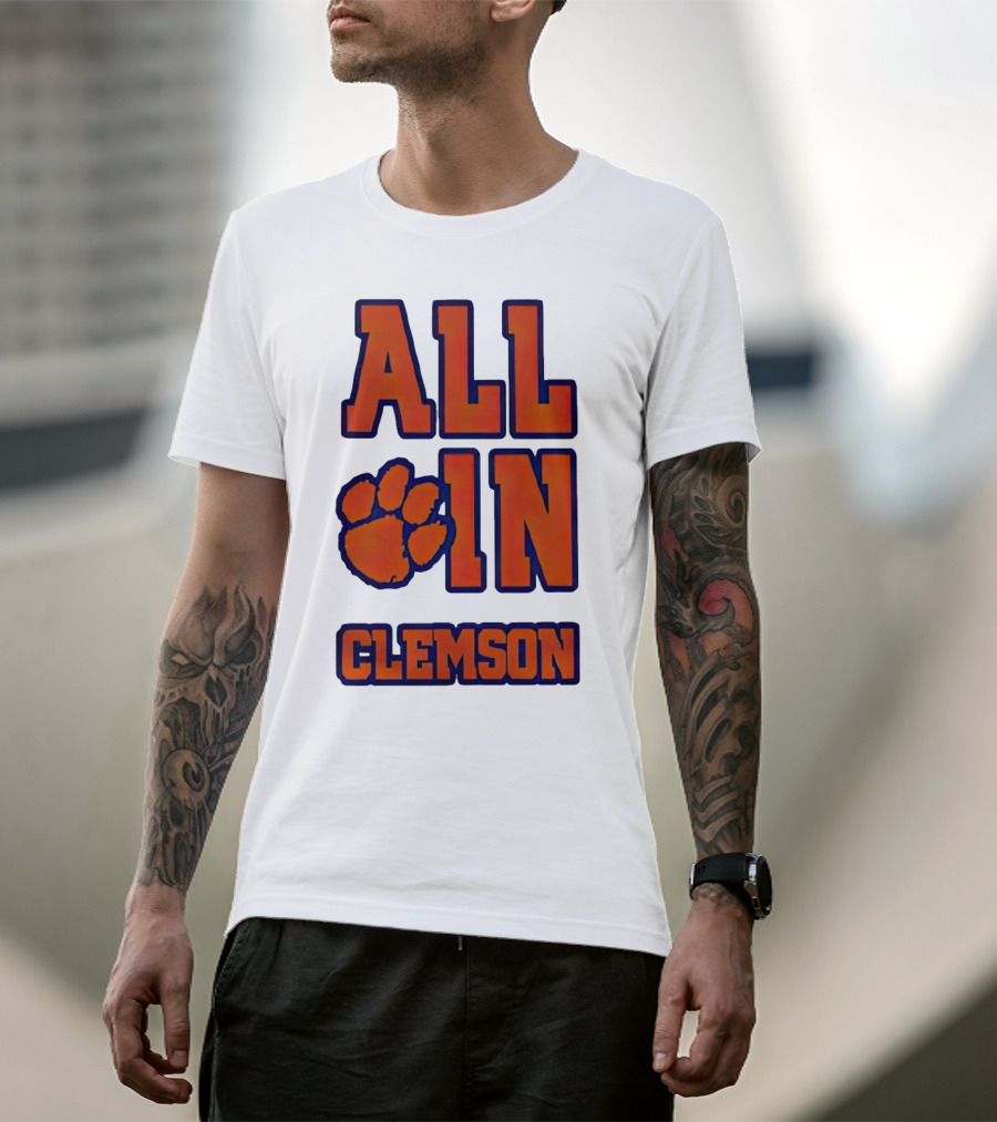 All In Clemson Tigers Football Paw T-Shirt