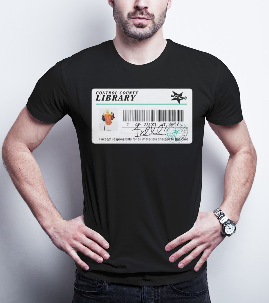 Control County Library Card Design With Signature And Photo T-Shirt