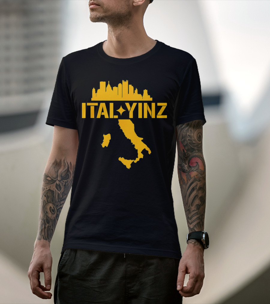 Ital Yinz Pittsburgh Skyline Italy Map T-Shirt