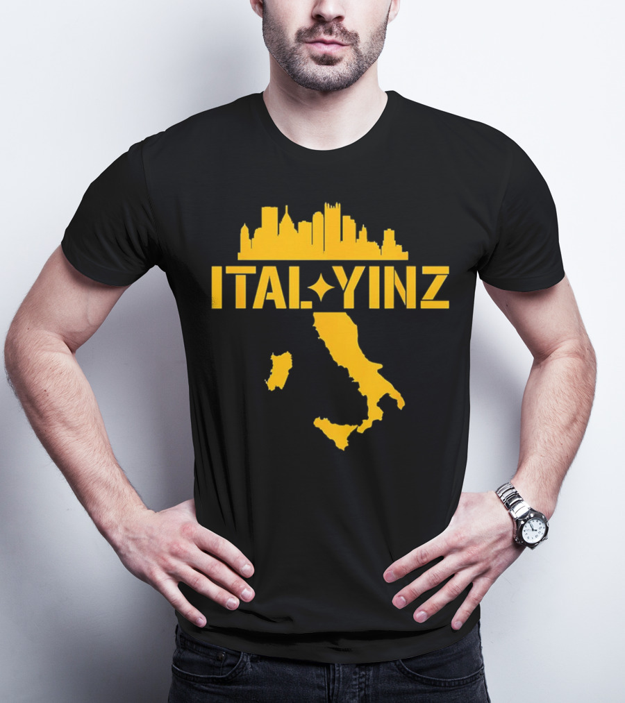 Ital Yinz Pittsburgh Skyline Italy Map T-Shirt