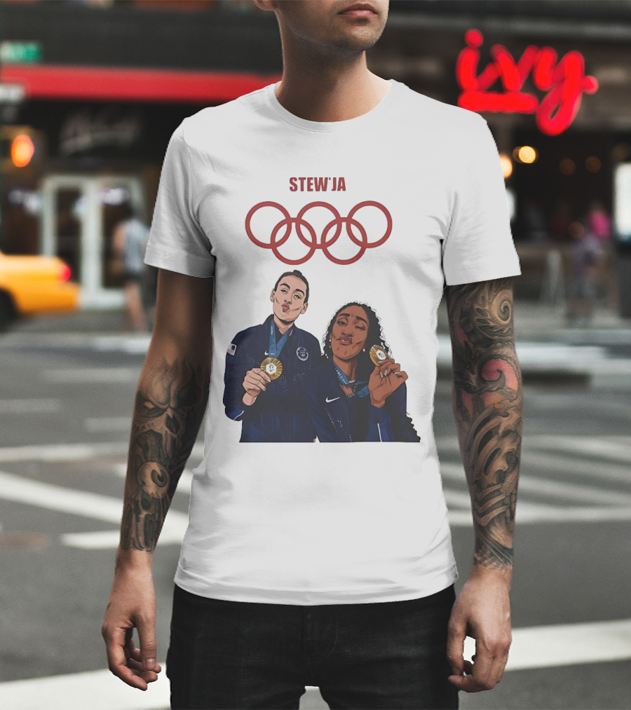 Stewja Olympic Rings A'Ja Wilson Breanna Stewart T-Shirt