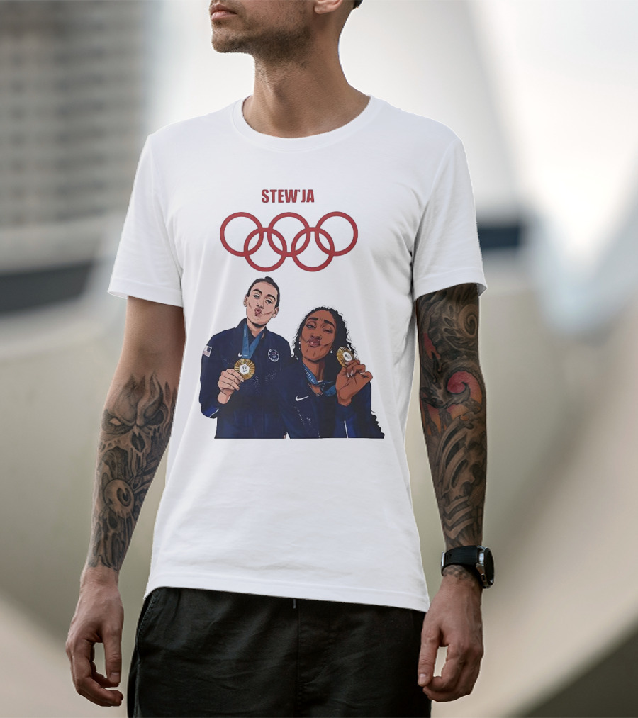 Stewja Olympic Rings A'Ja Wilson Breanna Stewart T-Shirt