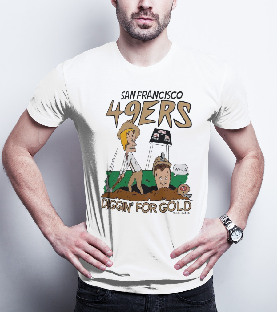 San Francisco 49ers Diggin' For Gold NFL X Beavis And Butt-Head T-Shirt