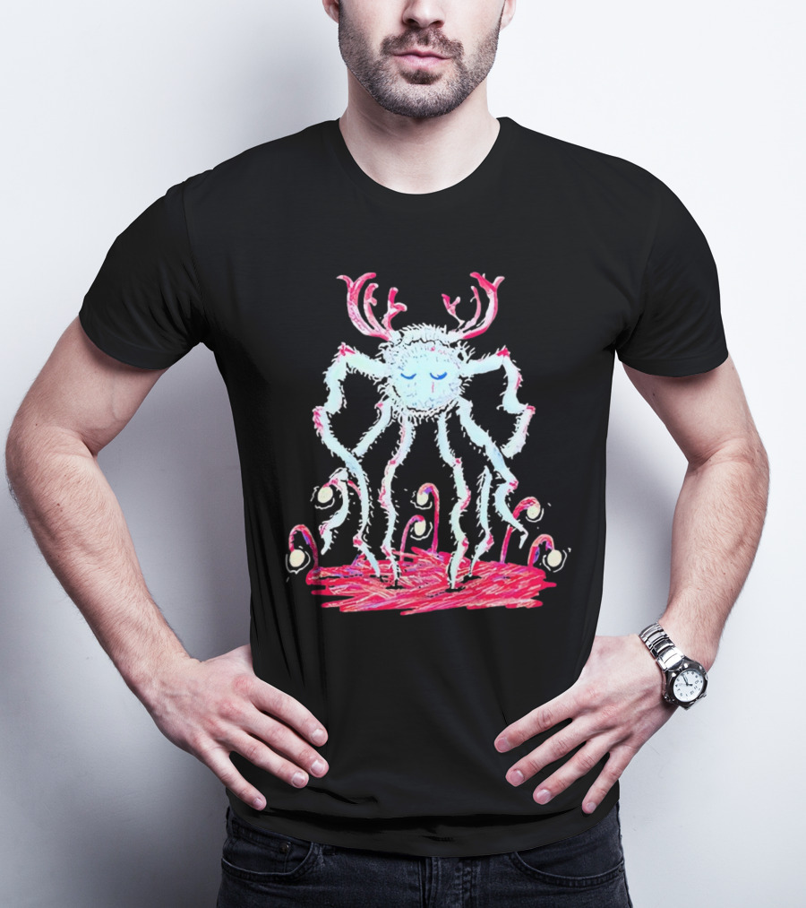 Cavetown Spider Whimsical Creature With Antlers In Pastel Sketch T-Shirt