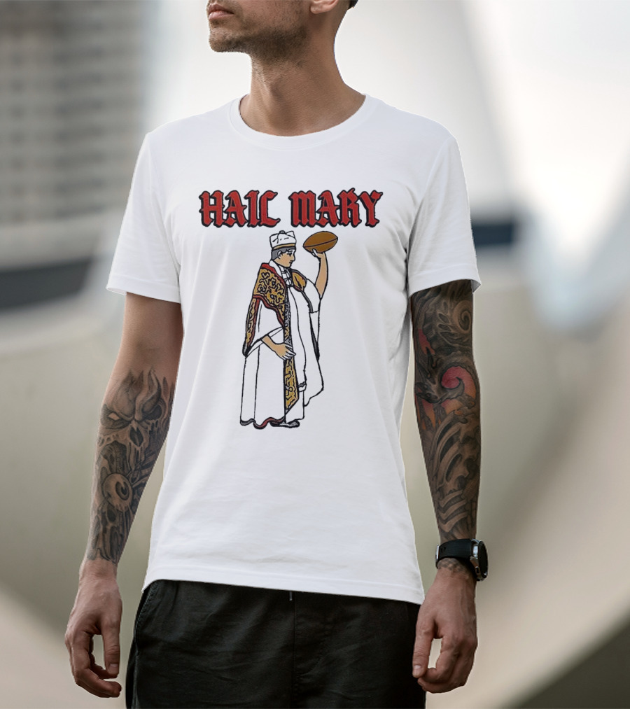 Hail Mary Priest Holding Football T-Shirt