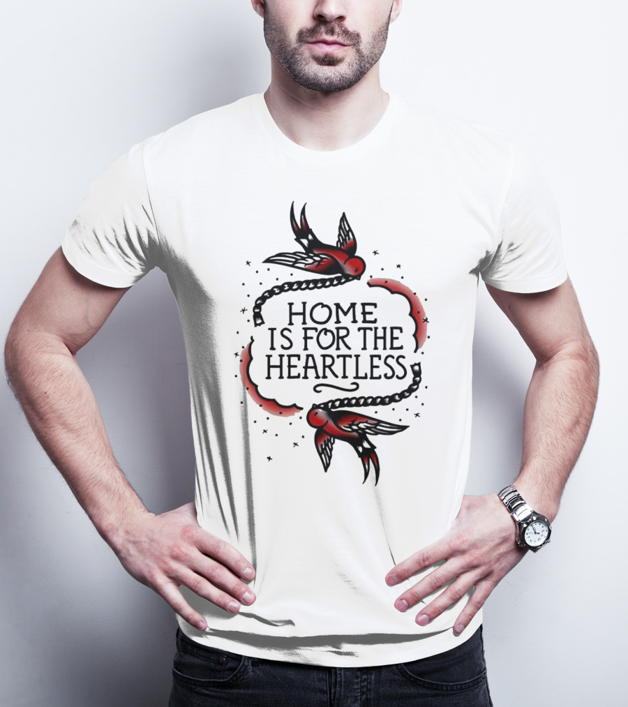 Home Is For The Heartless Red Swallows And Chain T-Shirt