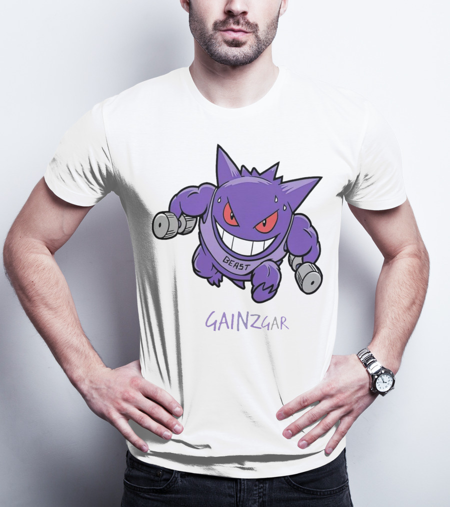Pokemon Gengar Gainzgar Beast Lifting Dumbbells T-Shirt